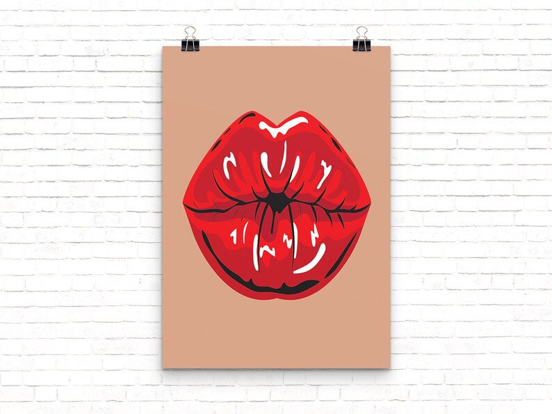 Printable Art Lips Puckered Lips Instant Downloadable Sexy Etsy