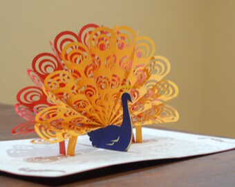 Pop up Peacock Card Template | Etsy