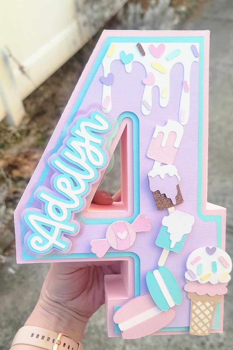 Four Ever Sweet Personalized 3D Number 4, Sweets Birthday Party ...
