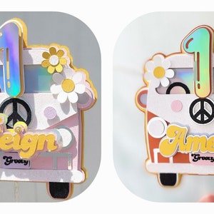 Groovy One, Hippy Bus With Daisy Cake Topper, Two Groovy, Groovy Baby ...