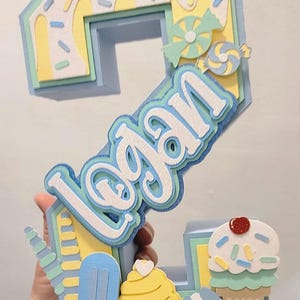 Two Sweet Personalized 3D Number 2, Sweets Birthday Party Decoration or ...
