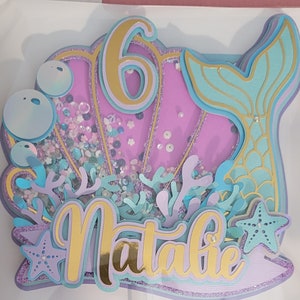 Mermaid Tail Cake Topper With Name, Under the Sea Shaker Birthday Cake ...