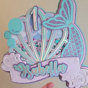 Mermaid Tail Cake Topper With Name, Under the Sea Shaker Birthday Cake ...