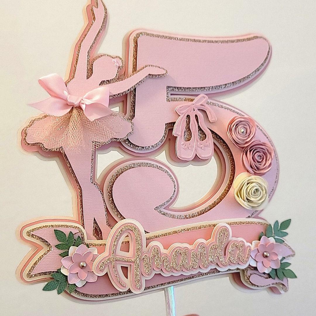 Personalized Ballerina Birthday Cake Topper: Custom Name & Age - Etsy