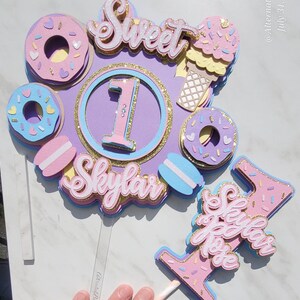 Two Sweet Cake Topper: Personalized Pastel Birthday Party Decor - Etsy