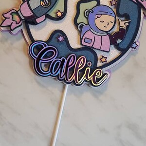 Holographic Galaxy Cake Topper: Personalized Space Theme Party - Etsy