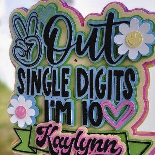 Peace Out Single Digit Cake Topper - Etsy