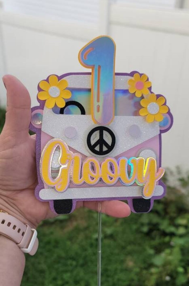 Groovy One Hippy Bus With Daisy Cake Topper Two Groovy - Etsy