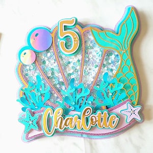 Mermaid Tail Cake Topper With Name, Under the Sea Shaker Birthday Cake ...