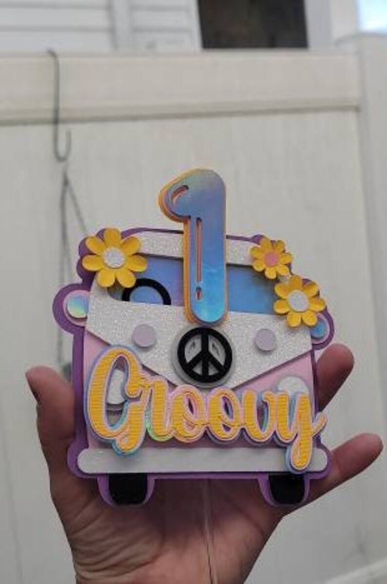 Groovy One Hippy Bus With Daisy Cake Topper Two Groovy - Etsy