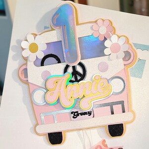 Groovy One, Hippy Bus With Daisy Cake Topper, Two Groovy, Groovy Baby ...