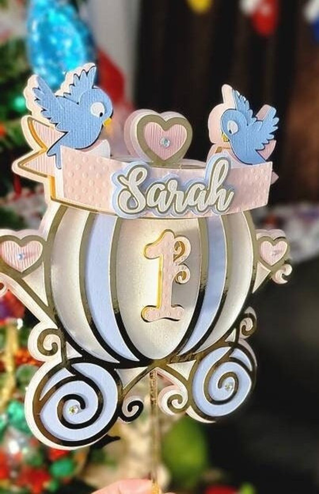 Princess Carriage Cake Topper, Pastel Princess Birthday Party Decor or ...