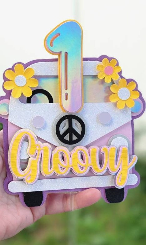 Groovy One Hippy Bus With Daisy Cake Topper Two Groovy - Etsy