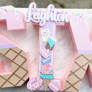 Ice Cream Themed 3d Letters and Numbers, Sweets Party Decorations and ...