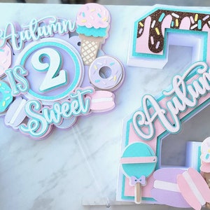 Two Sweet Personalized 3D Number 2, Sweets Birthday Party Decoration or ...