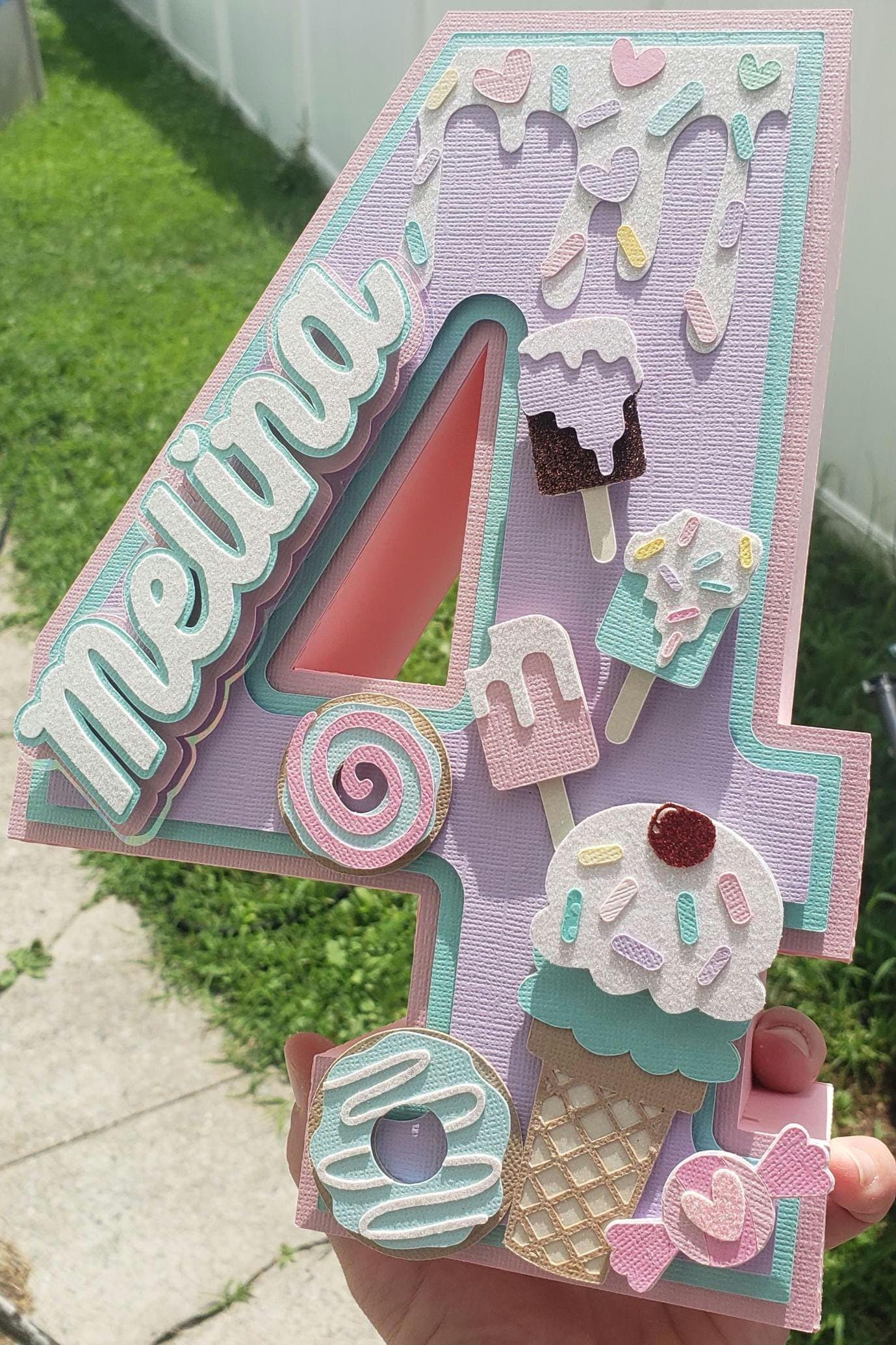 Four Ever Sweet Personalized 3D Number 4, Sweets Birthday Party ...