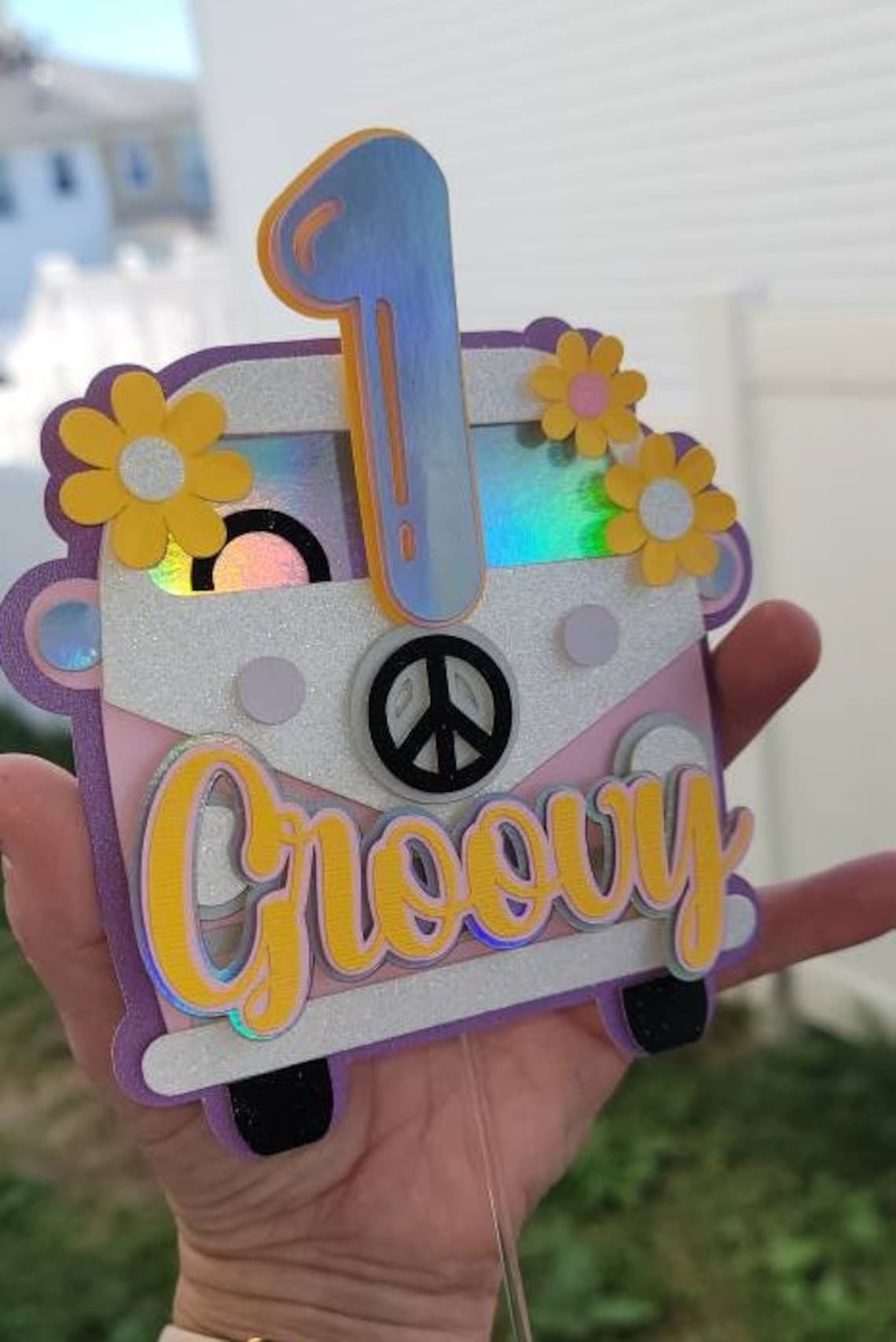 Groovy One Hippy Bus With Daisy Cake Topper Two Groovy - Etsy