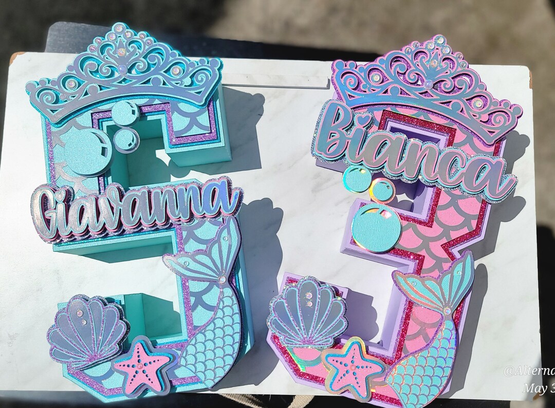 Mermaid Theme 3d Numbers, Table Centerpiece and Party Decorations, 10 ...