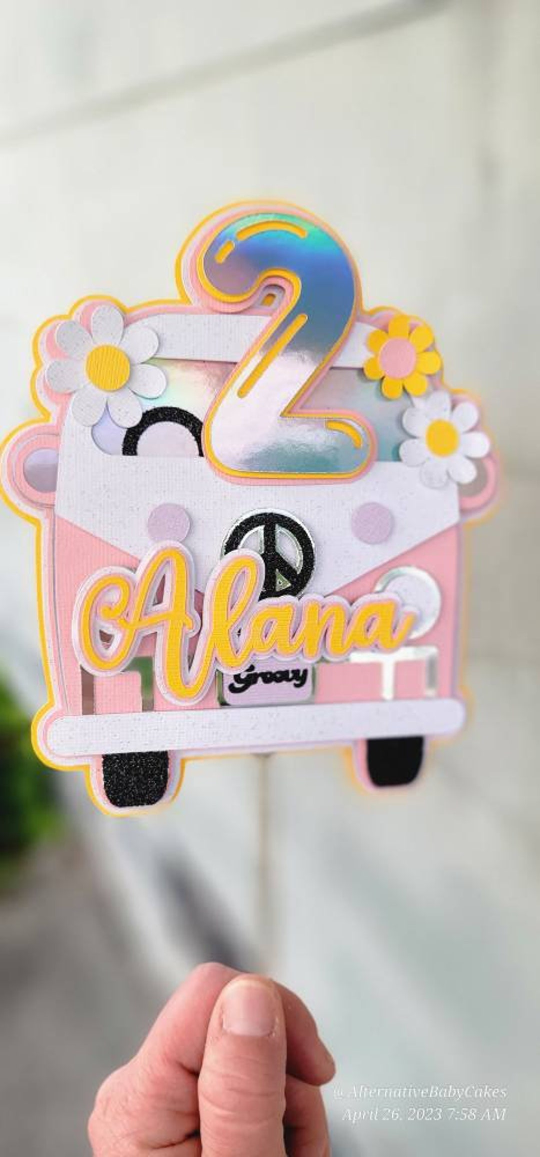 Groovy One Hippy Bus With Daisy Cake Topper Two Groovy - Etsy