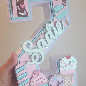 Two Sweet Personalized 3D Number 2, Sweets Birthday Party Decoration or ...