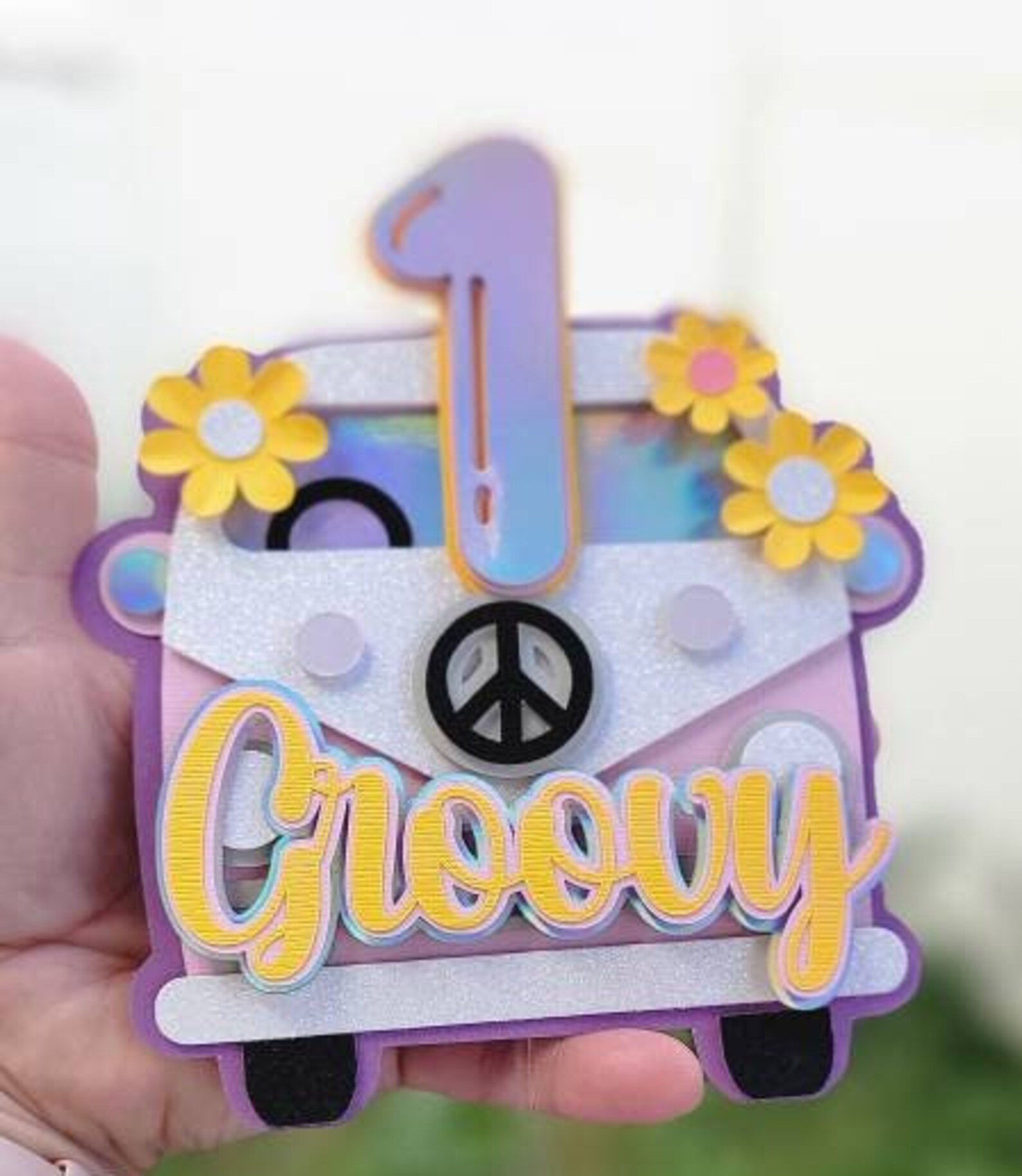 Groovy One Hippy Bus With Daisy Cake Topper Two Groovy - Etsy