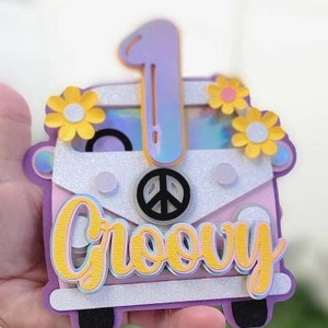 Groovy One Hippy Bus With Daisy Cake Topper Two Groovy - Etsy