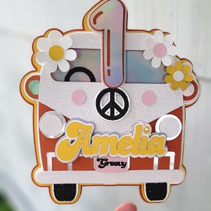 Groovy One, Hippy Bus With Daisy Cake Topper, Two Groovy, Groovy Baby ...