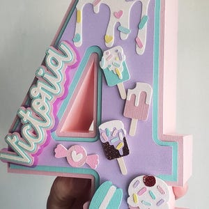 Four Ever Sweet Personalized 3D Number 4, Sweets Birthday Party ...