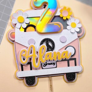 Groovy One, Hippy Bus With Daisy Cake Topper, Two Groovy, Groovy Baby ...