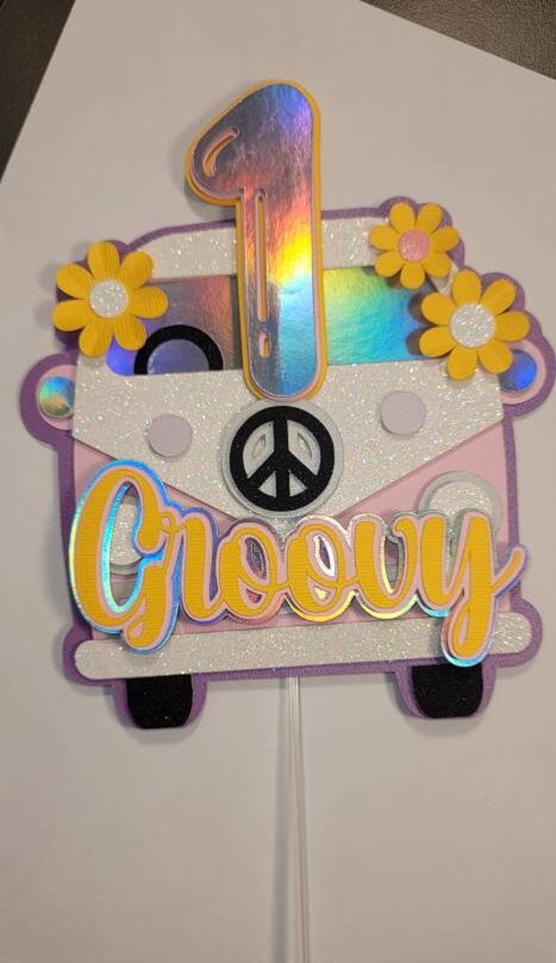 Groovy One Hippy Bus With Daisy Cake Topper Two Groovy - Etsy