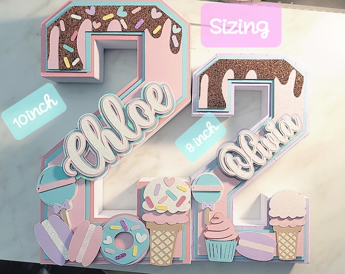 Two Sweet Personalized 3D Number 2, Sweets Birthday Party Decoration or ...