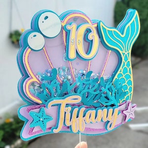 Mermaid Tail Cake Topper With Name, Under the Sea Shaker Birthday Cake ...