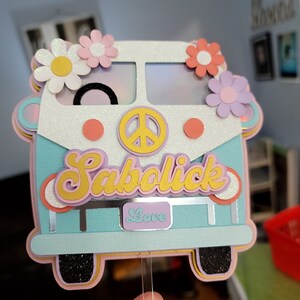 Groovy One, Hippy Bus With Daisy Cake Topper, Two Groovy, Groovy Baby ...
