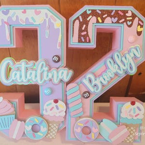 Two Sweet Personalized 3D Number 2, Sweets Birthday Party Decoration or ...