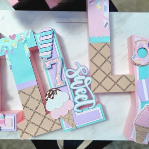 Ice Cream Themed 3d Letters and Numbers, Sweets Party Decorations and ...