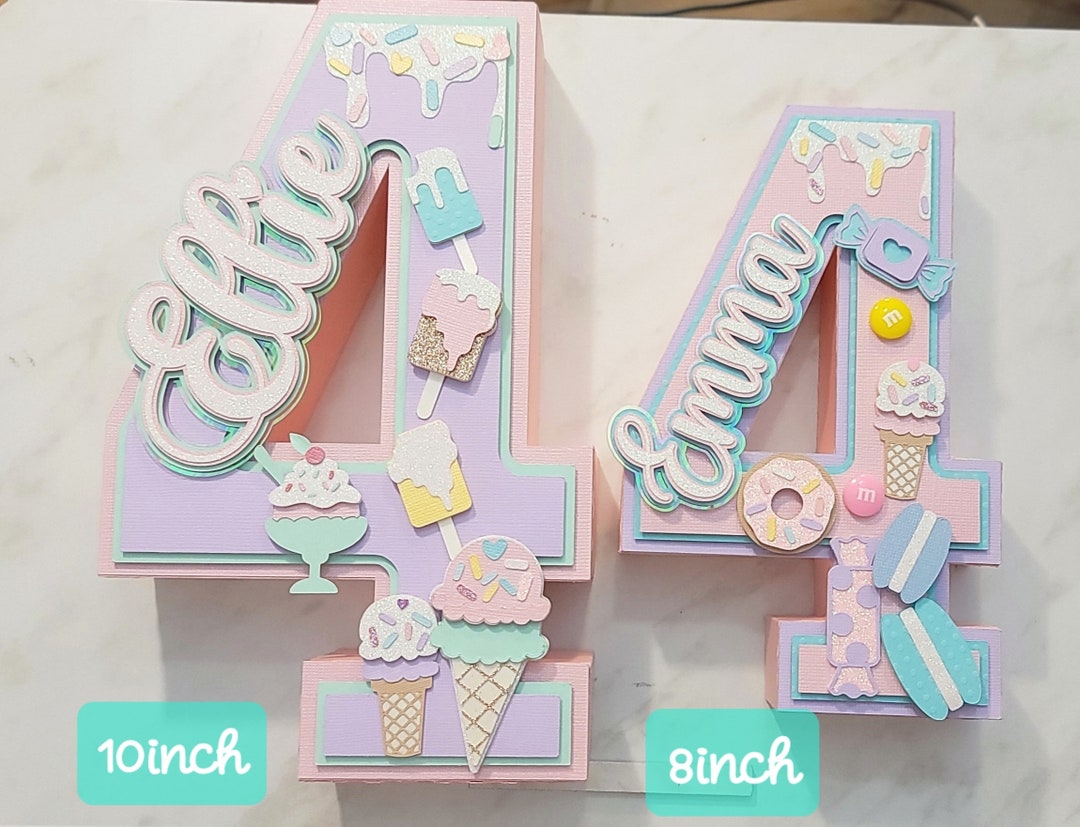 Four Ever Sweet Personalized 3D Number 4, Sweets Birthday Party ...