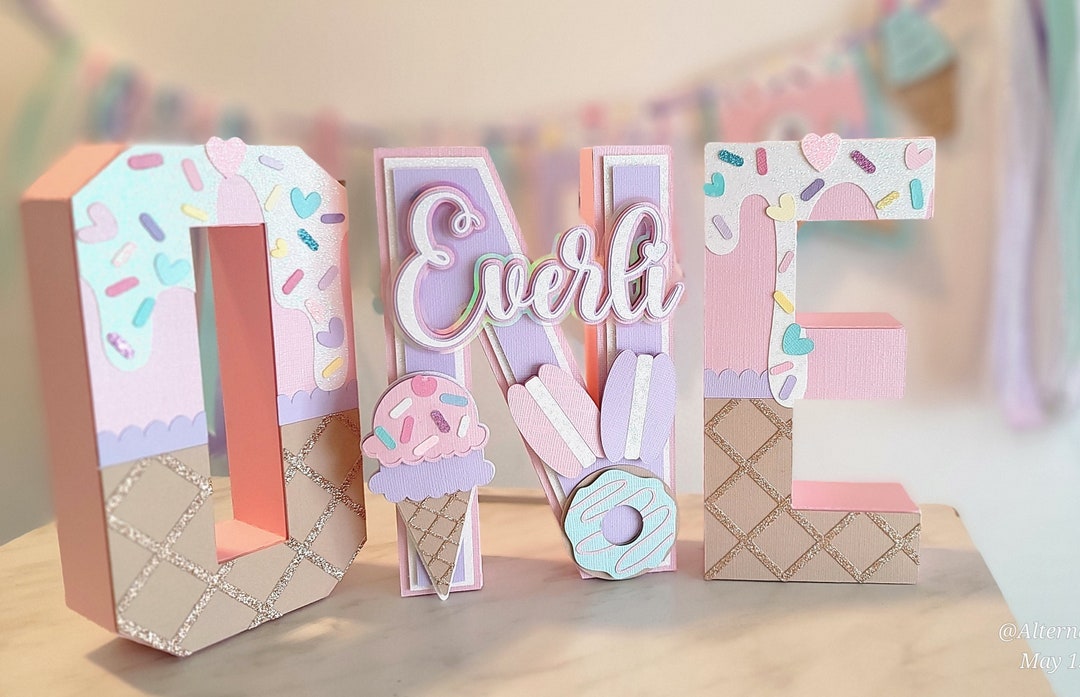 Sweet One First Birthday 3D Letters, Sweets Theme Party Decoration ...