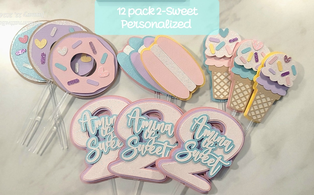 Pastel Cupcake Toppers, "two Sweet" Party Decoration - Etsy