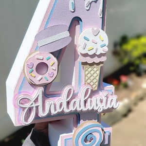 Four Ever Sweet Personalized 3D Number 4, Sweets Birthday Party ...