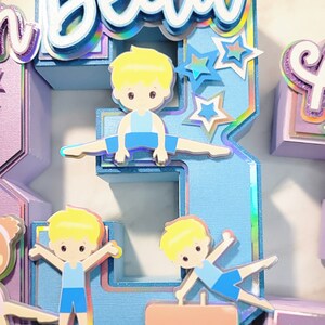 Gymnastics 3d Number Centerpiece, Gymnastics Birthday Decoration - Etsy
