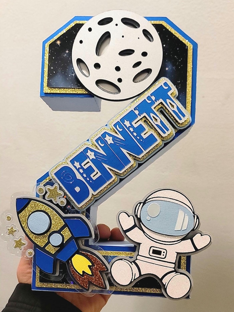 2 the Moon, Space Themed Personalized 3d Number, Astronaut, Rocket and ...