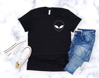 Alien UFO Pocket T-shirt - Etsy