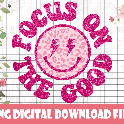 Focus on the Good Png Smile Face Design Pink Leopard Face - Etsy
