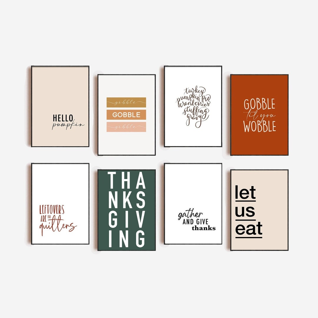 Thanksgiving Digital Prints, Printable Wall Art, Set of 8 - Etsy