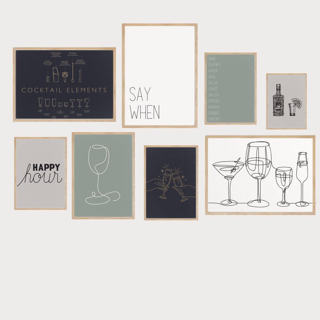 Bar Gallery Wall Art Set of 8 Bar Art Prints - Etsy