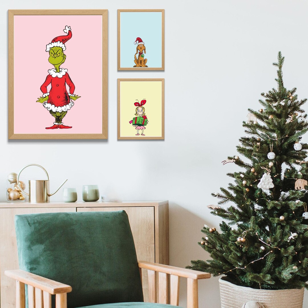 Grinch Character Portraits L Aesthetic Grinch Decor L Christmas Digital ...