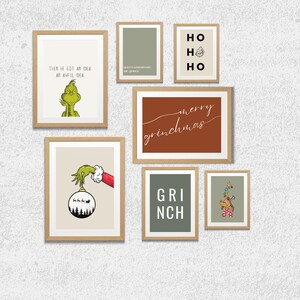 Grinch Art Bundle Set, Set of 8, Christmas Gallery Wall, Holiday ...