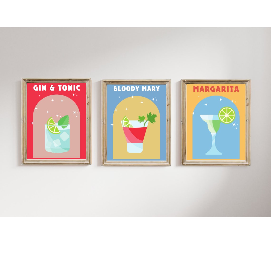 Cocktail Print Set of 15, Colorful Bar Cart Gallery Wall Set, DIGITAL ...