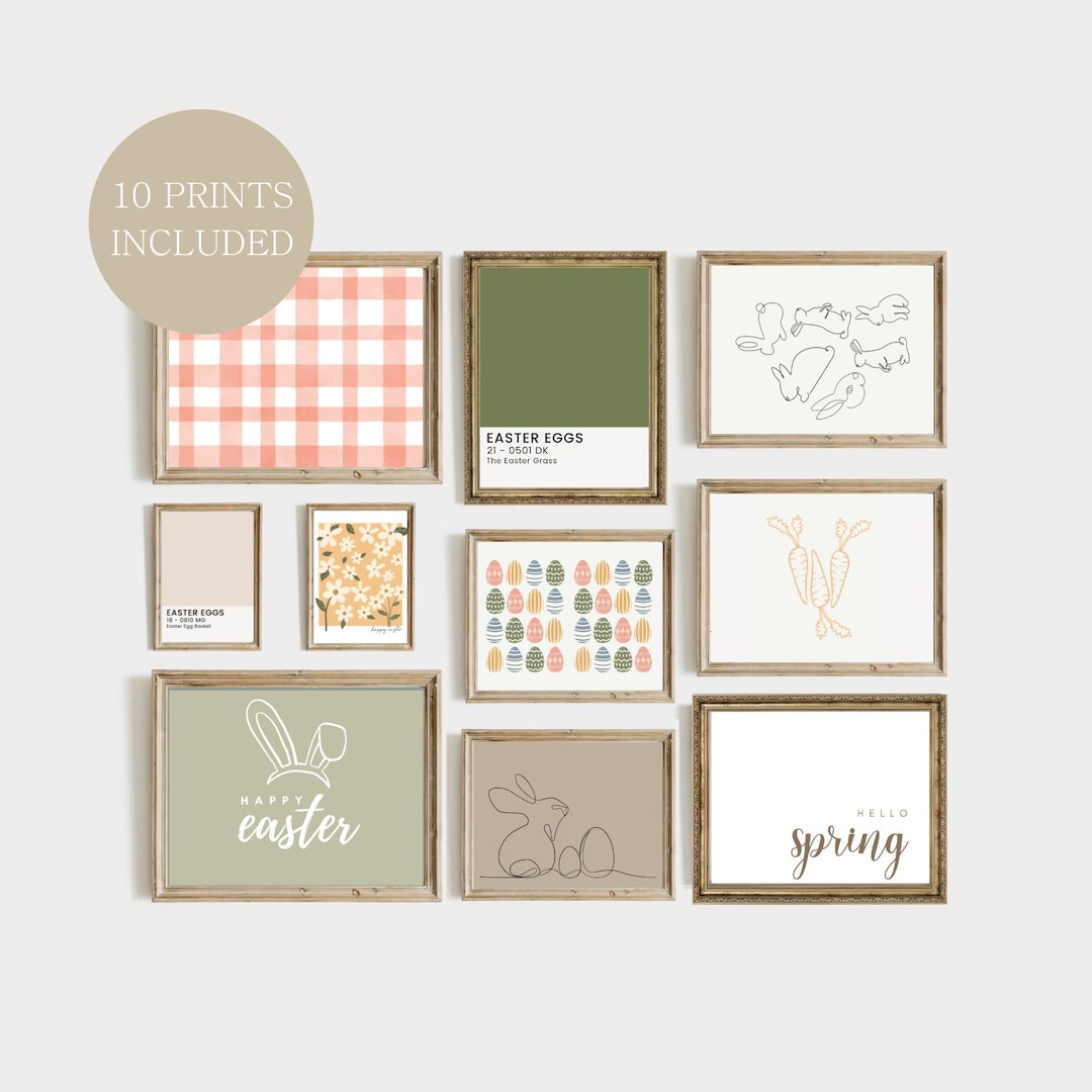 Easter Gallery Wall Art Set of 10, Printable Wall Art, Spring Art ...