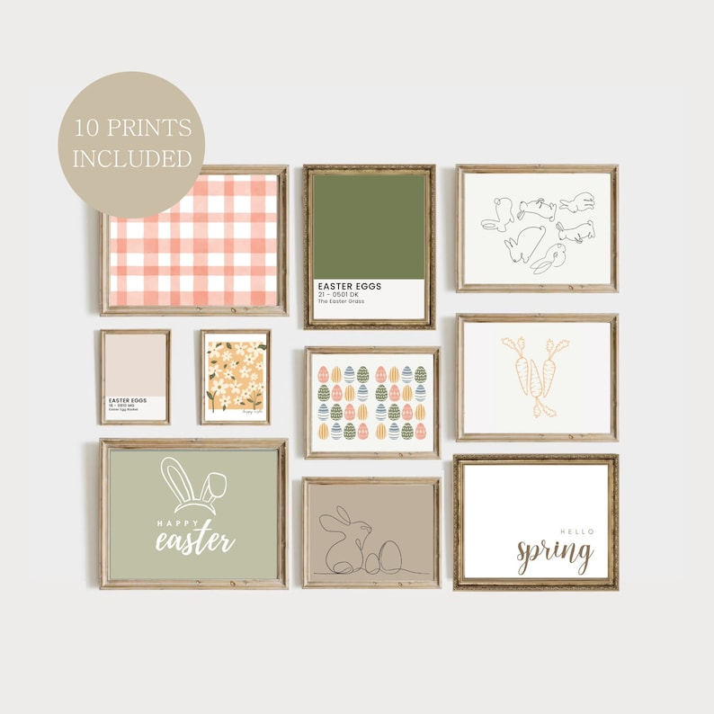 Easter Gallery Wall Art Set of 10, Printable Wall Art, Spring Art ...